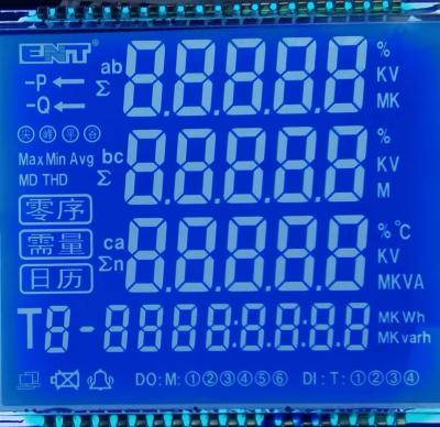 China STN 7 Segment LCD Display Module 3.3V Blue Background White Text Customizable for sale