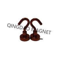China Sintered NdFeB Hook Magnet, N35,16KGS, Permenent Hook Magnets in Red Color for sale