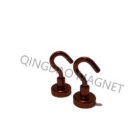 China Sintered NdFeB Hook Magnet, N35,16KGS, Permenent Hook Magnets in Red Color for sale