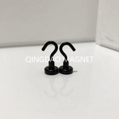 China Sintered NdFeB Hook Magnet, N35,16KGS, Permenent Hook Magnets in Black Color for sale