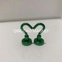 China Sintered NdFeB Hook Magnet, N35,16KGS, Permenent Hook Magnets in Green Color for sale