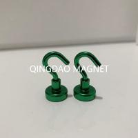 China Sintered NdFeB Hook Magnet, N35,16KGS, Permenent Hook Magnets in Green Color for sale