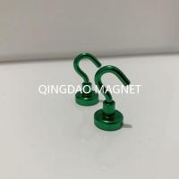 China Sintered NdFeB Hook Magnet, N35,16KGS, Permenent Hook Magnets in Green Color for sale