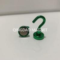 China Sintered NdFeB Hook Magnet, N35,16KGS, Permenent Hook Magnets in Green Color for sale