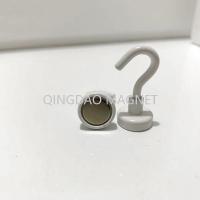 China Sintered NdFeB Hook Magnet, N35,16KGS, Permenent Hook Magnets in White Color for sale