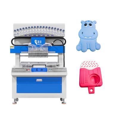 China 18 Color Automatic PVC Cartoon Figure Dispensing Machine Silicone Keychain Making Machine 220V for sale