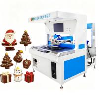 China 4 Colors Automatic Dual-station Visual Chocolate Decorating Machine for Ice Cream and Candy Dripping for sale