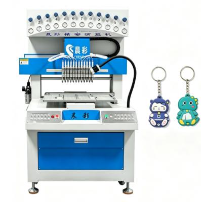China Automatic 12 Colors PVC Keychain Making Machine Soft Silicone Cartoon Phone Case Dripping Machine for sale