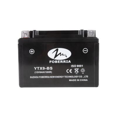 China 12V9AH YTX9BS Motorcycle Battery Low Internal Resistance for sale