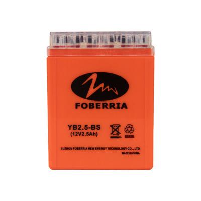 China YB2.5 BS 12V2.5ah Rechargeable Lead Acid Battery For Motorcycle 80*71*103mm for sale