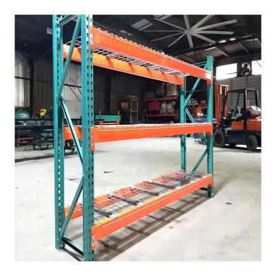China Orange Galvanized Teardrop Pallet Racking System - Modular Warehouse Shelving 96-300 Inch Heights for sale