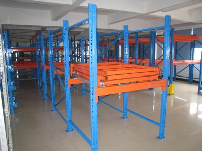 China OEM Blue Push Back Pallet Racking 5 Deep LIFO Storage 3000kg Heavy Duty Warehouse Racking System for sale
