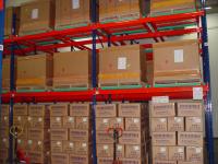 China OEM Blue Push Back Pallet Racking 5 Deep LIFO Storage 3000kg Heavy Duty Warehouse Racking System for sale