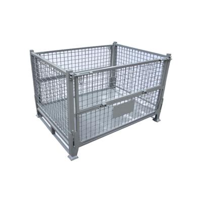 China Custom Folding Wire Mesh Container 1000-2000kg Capacity with ESD Protection and Optional Wheels for Industrial Warehouses for sale