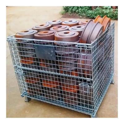 China Folding Stackable Wire Mesh Pallet Cage - Customizable Steel Storage Container with ESD Protection for sale
