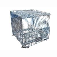 China Collapsible Metal Wire Mesh Storage Cage Heavy Duty Foldable Steel Stackable Bins 20-Day Delivery Custom Dimensions for sale