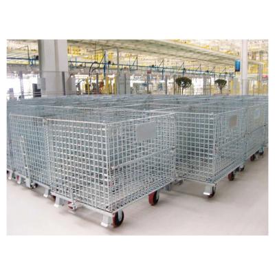 China High Capacity Industrial Metal Storage Cage Rolling Wire Mesh Pallet Container - Customizable Dimensions with ESD Protection for sale