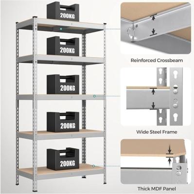 China 5-Tier Adjustable Steel Storage Shelf 70lbs Capacity with 32×32mm Angle Steel Uprights for sale