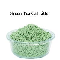 China Biodegradable Green Tea Cat Litter 1.5mm-2.0mm Fast Clumping Dust Free Flushable Natural Deodorizer for sale