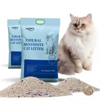 China Spherical Bentonite Clumping Cat Litter 0.8-3.8mm Dust Free Natural Grey Mineral Pet Litter for sale