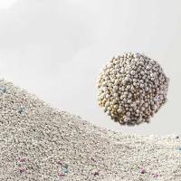 China Spherical Bentonite Clumping Cat Litter 0.8-3.8mm Dust Free Natural Grey Mineral Pet Litter for sale