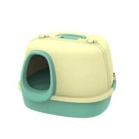 China Blue Plastic Cat Litter Box OEM ODM - Fully Enclosed Design with Bamboo Charcoal Filter and Free Shovel for sale