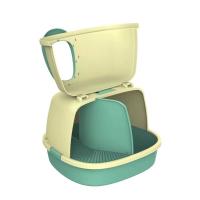 China Blue Plastic Cat Litter Box OEM ODM - Fully Enclosed Design with Bamboo Charcoal Filter and Free Shovel for sale