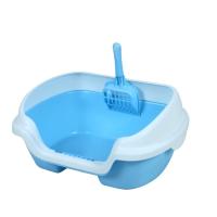 China Coffee Pink Large Open Litter Box with 60mm Low Entry and Splash Shield - Rectangle PET Plastic Cat Toilet for sale