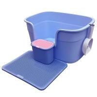 China Purple Blue Semi Closed Litter Box with Anti-Splash Design and Built-in Odor Control for Multiple Cats for sale