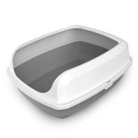China Brown Semi-Enclosed Cat Litter Box 56cm with Anti-Splashing Design and 1160g Weight for sale