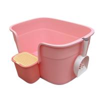 China PP Plastic Biodegradable Semi-Enclosed Cat Litter Box with Built-in Trash Can and Oversized Scoop for Large Cats for sale