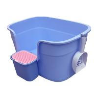 China PP Plastic Biodegradable Semi-Enclosed Cat Litter Box with Built-in Trash Can and Oversized Scoop for Large Cats for sale