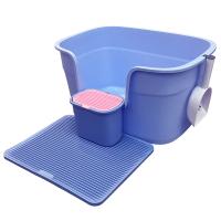 China PP Plastic Biodegradable Semi-Enclosed Cat Litter Box with Built-in Trash Can and Oversized Scoop for Large Cats for sale
