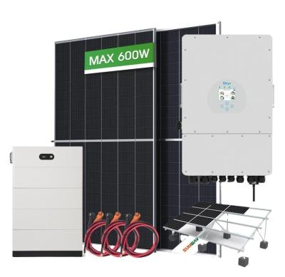 China 5KW Roof Mount Hybrid Solar System with 51.2V 200AH Battery and 450W Monocrystalline Panels for sale