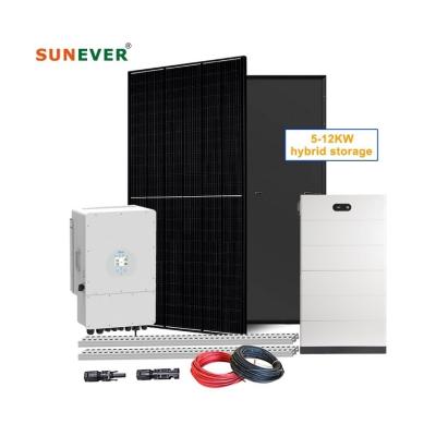 China 5kW 10kW Hybrid Solar Power System Kit 220V 380V Complete Home Energy Storage for sale