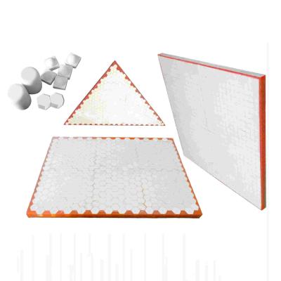 China Mining & Aggregate Polyurethane Ceramic Wear Liner with 92-95% Alumina Tiles & 300x300x63mm Standard Size for sale