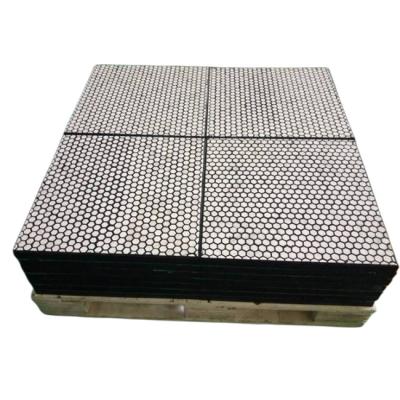 China Ceramic Abrasion Resistant Lining Plate 300x300x12mm with Rubber Backing for Mining Chute Protection for sale