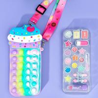 China Creative Children Cosmetic Play Makeup Kit With Cute Silicone Pop Push It Bag ODM for sale