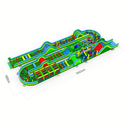 China Best Lead Free Pvc Tarpaulin Material Custom Inflatable Obstacle Course Equipment Trampoline Amusement Theme Park for sale