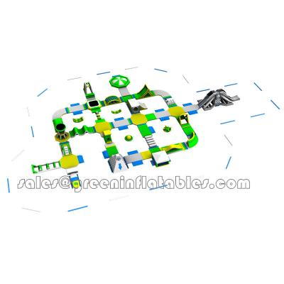 China Commercial Outdoor Inflatable bounce house Water float Slides trampoline equipment water aqua park for sale