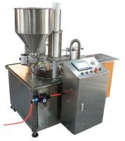 China Touch Screen Plastic Cup Filling Sealing Machine 220V 50Hz for Liquid Sauce Packaging with Gas Flushing Vacuum Tray for sale