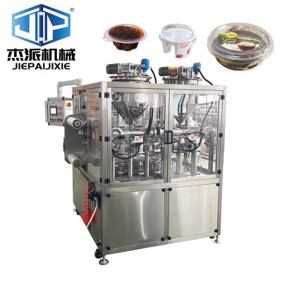 China Touch Screen Gas Flushing Cup Filling Sealing Machine 2-4 Cups Cycle for Food Packaging for sale