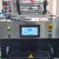 China Vertical Plastic Tray Gas Flushing Sealing Machine With Nitrogen Filled For Meat Fruit Tray for sale