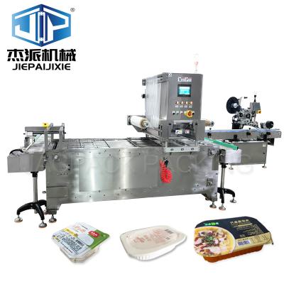 China Tray Sealing and Labeling Machine 2400-2800 Trays/Hr 4800mm Food Packaging Sealer for sale