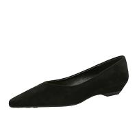 China 3683-15 All-Match Daily Simple And Comfortable Suede Pointed Shallow Mouth Low Heel Wedge Hee for sale