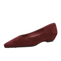 China 3683-15 All-Match Daily Simple And Comfortable Suede Pointed Shallow Mouth Low Heel Wedge Hee for sale