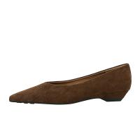 China 3683-15 All-Match Daily Simple And Comfortable Suede Pointed Shallow Mouth Low Heel Wedge Hee for sale