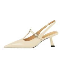 China 070-11 Korean Women'S Shoes High Heels Shallow Mouth Pointed T-Strap Rhinestone Buckle Back Shoes For Women for sale