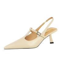 China 070-11 Korean Women'S Shoes High Heels Shallow Mouth Pointed T-Strap Rhinestone Buckle Back Shoes For Women for sale