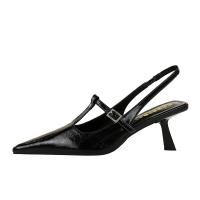China 070-11 Korean Women'S Shoes High Heels Shallow Mouth Pointed T-Strap Rhinestone Buckle Back Shoes For Women for sale